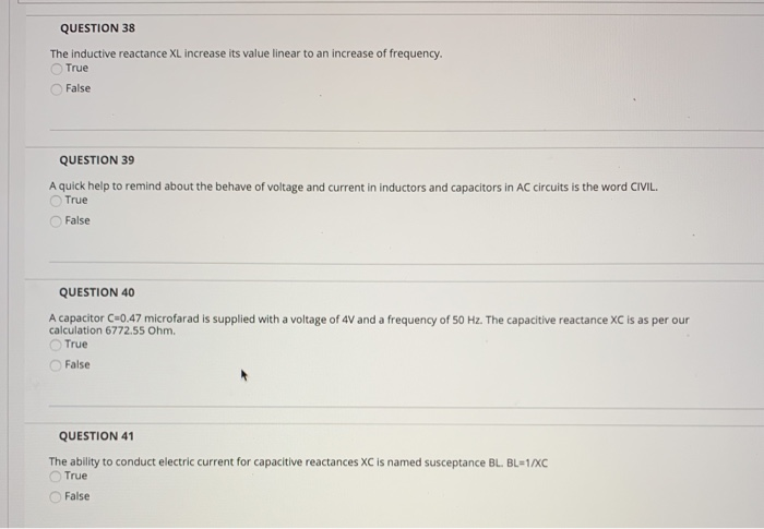 Solved QUESTION 38 The inductive reactance XL increase its | Chegg.com