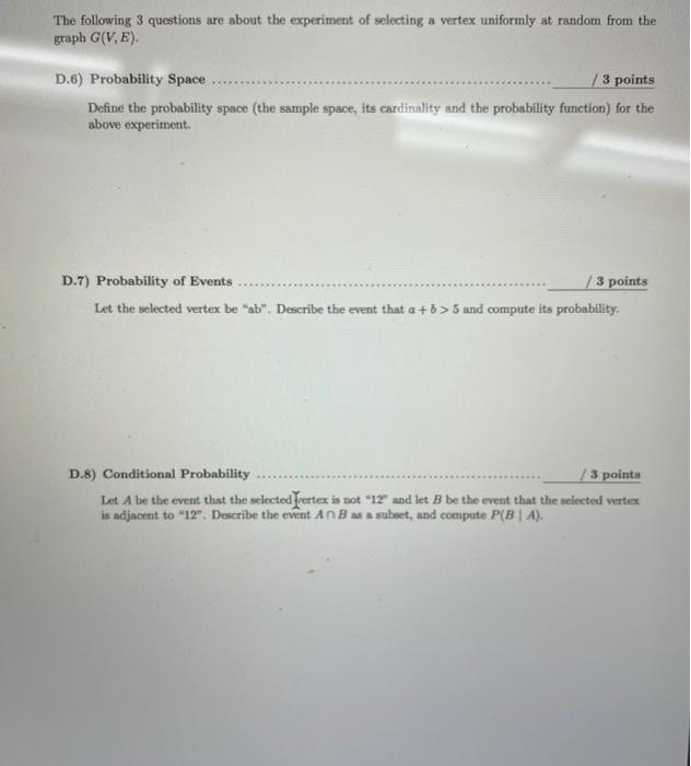 Solved Let G(V,E be a simple graph where the vertex set V | Chegg.com