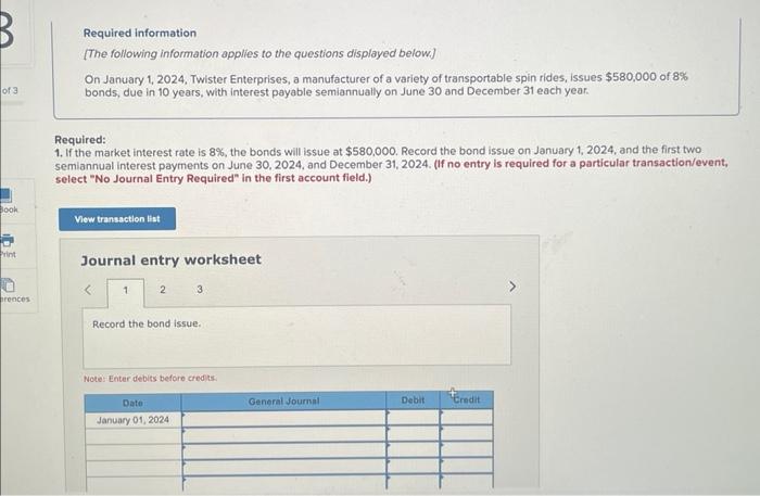 Solved help with 1-3 journal entries for bond issue, first | Chegg.com