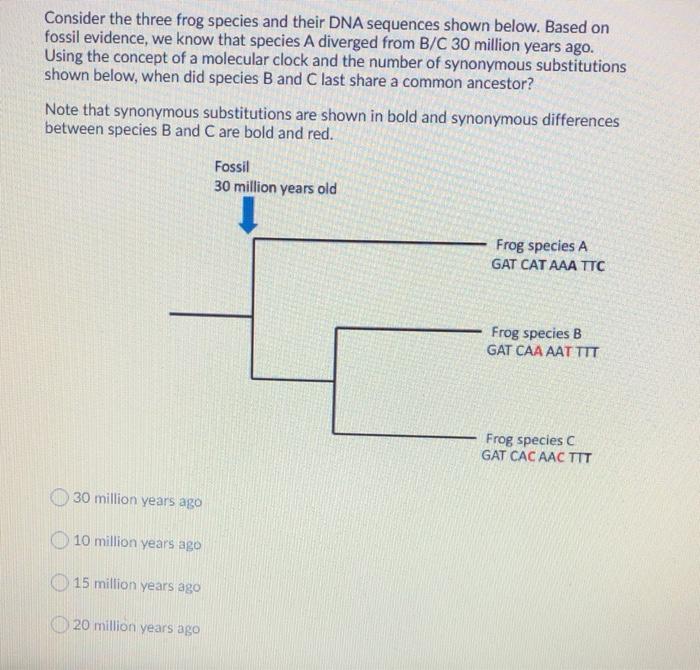 Solved Consider the three frog species and their DNA | Chegg.com