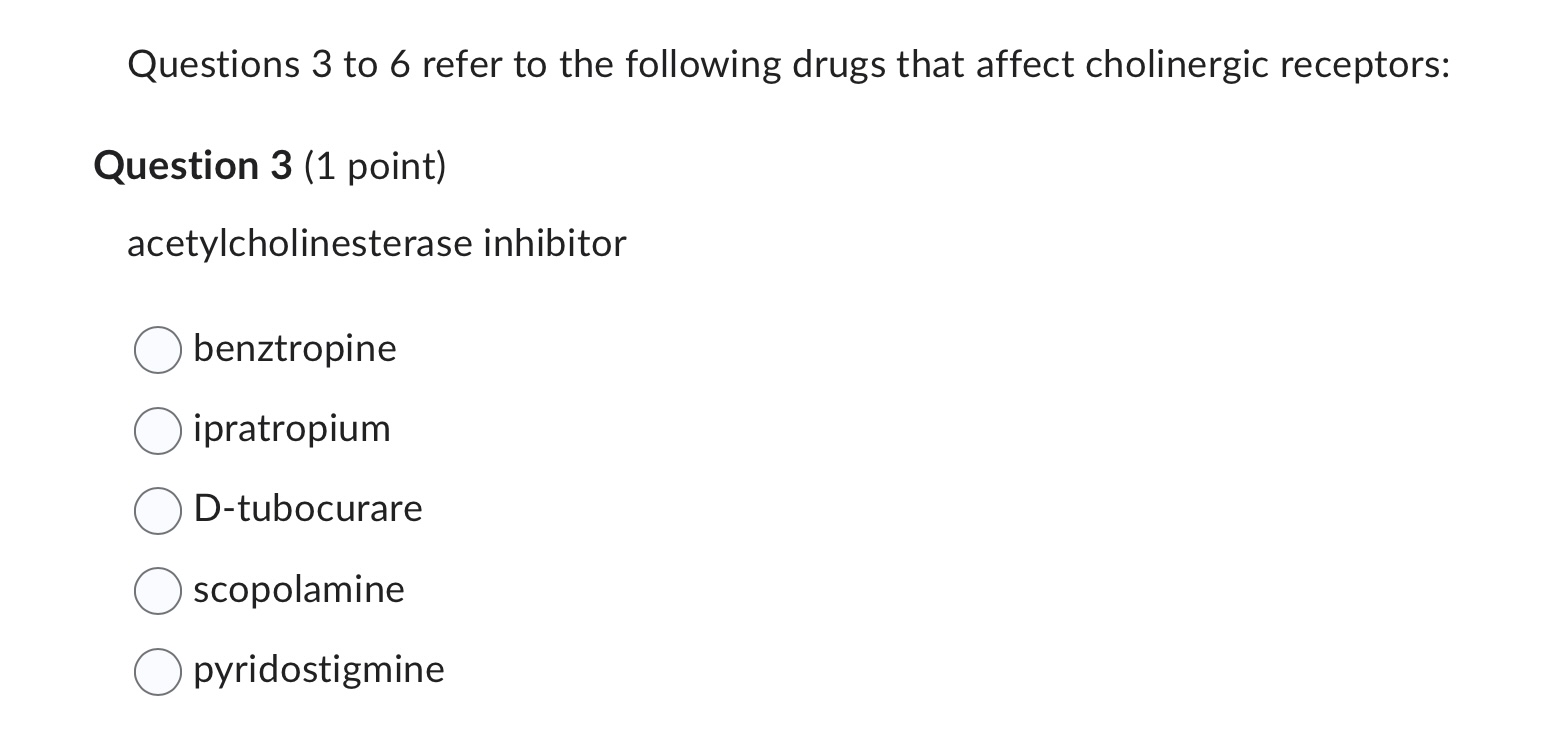 Solved Questions 3 ﻿to 6 ﻿refer to the following drugs that | Chegg.com