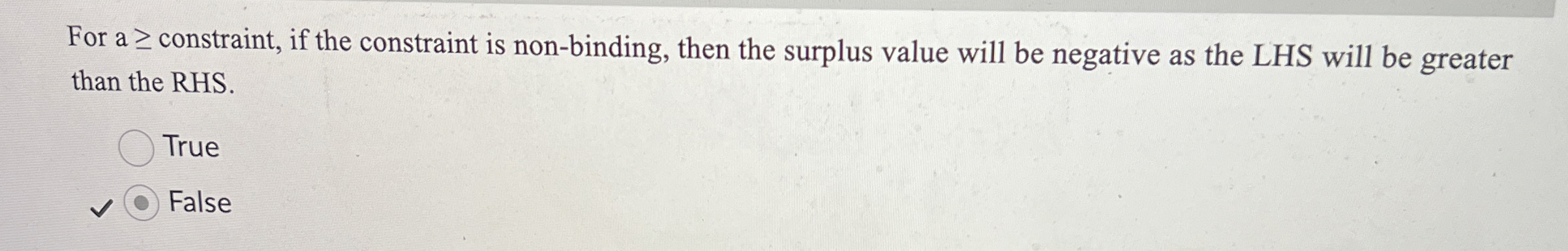 Solved For a≥ ﻿constraint, if the constraint is non-binding, | Chegg.com