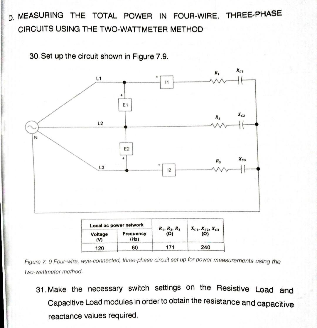 Solved D. MEASURING THE TOTAL POWER IN FOUR-WIRE, | Chegg.com