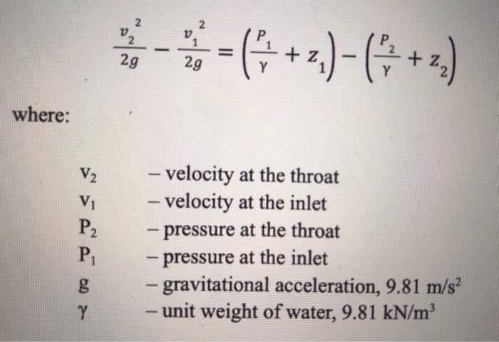 Solved flow rate measurement (bernoulli- energy equation and | Chegg.com