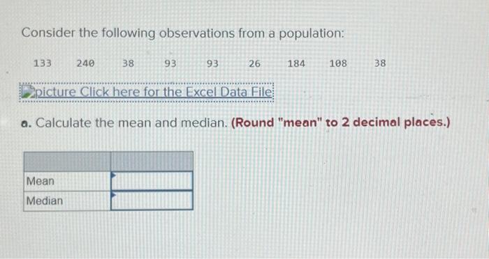 Solved Consider the following observations from a | Chegg.com