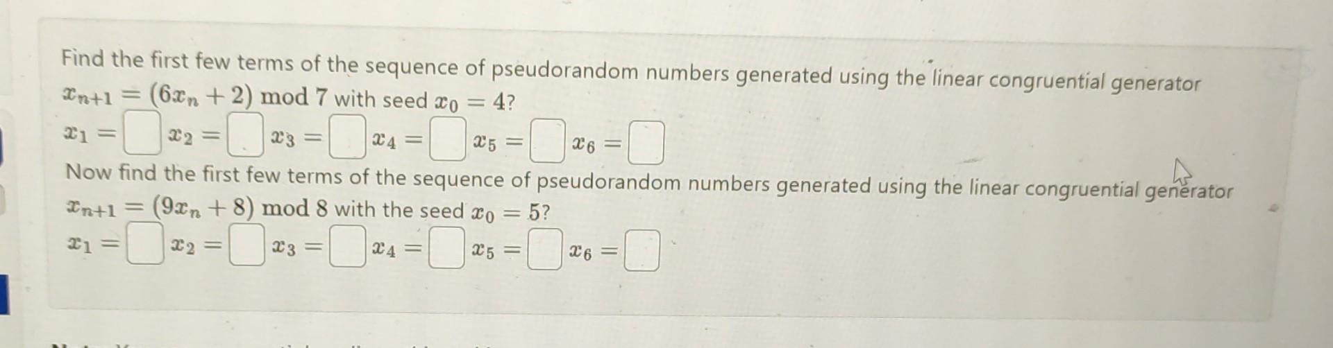 Solved Find the first few terms of the sequence of | Chegg.com