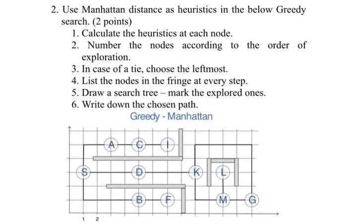 Solved 2. Use Manhattan distance as heuristics in the below | Chegg.com