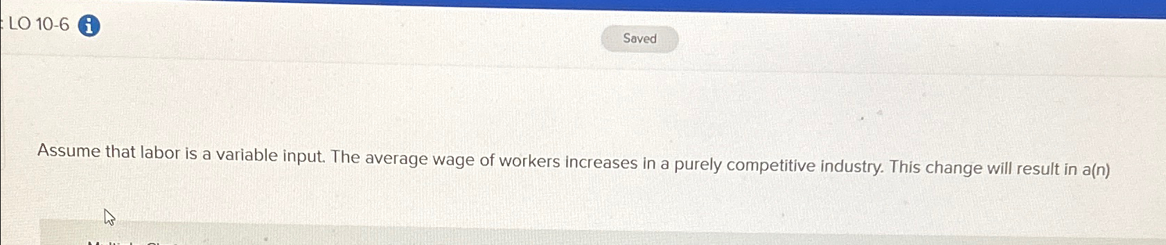 Solved LO 10-6Assume that labor is a variable input. The | Chegg.com