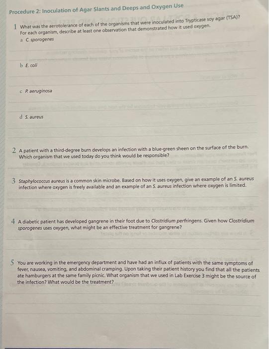 Solved Procedure 2: Inoculation of Agar Slants and Deeps and | Chegg.com