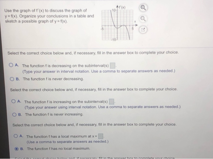Solved Use the graph of f'(x) to discuss the graph of y = | Chegg.com
