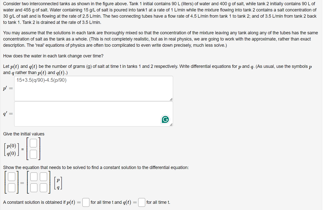 Solved Consider two interconnected tanks as shown in the | Chegg.com