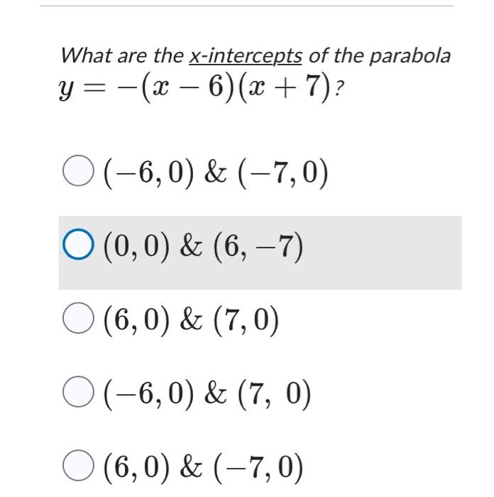 Solved What are the x-intercepts of the parabola | Chegg.com