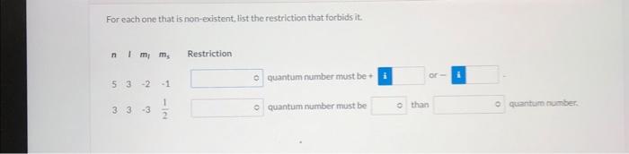 Solved For each one that is non-existent, list the | Chegg.com