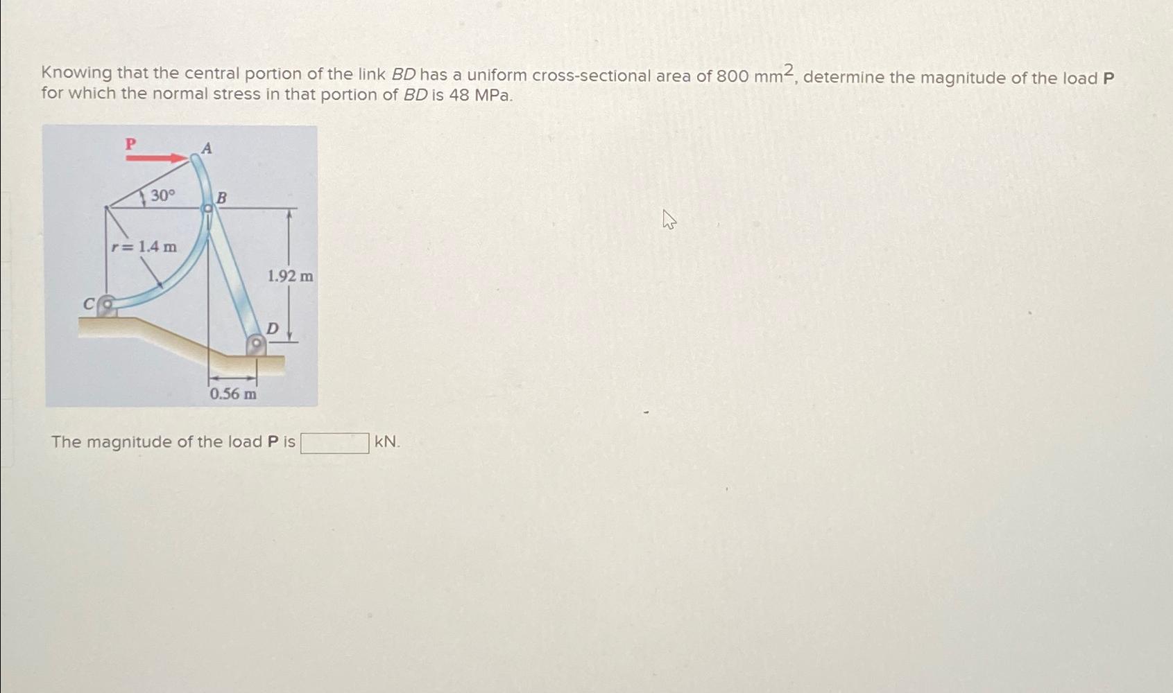 Solved Knowing that the central portion of the link BD ﻿has | Chegg.com