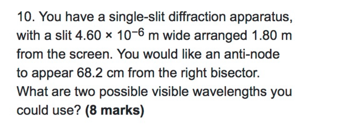 Solved You have a single-slit diffraction apparatus, with a | Chegg.com