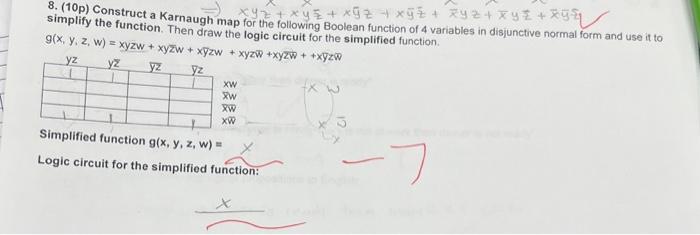 Solved 8. (10p) Construct a Karnaugh map for the following | Chegg.com