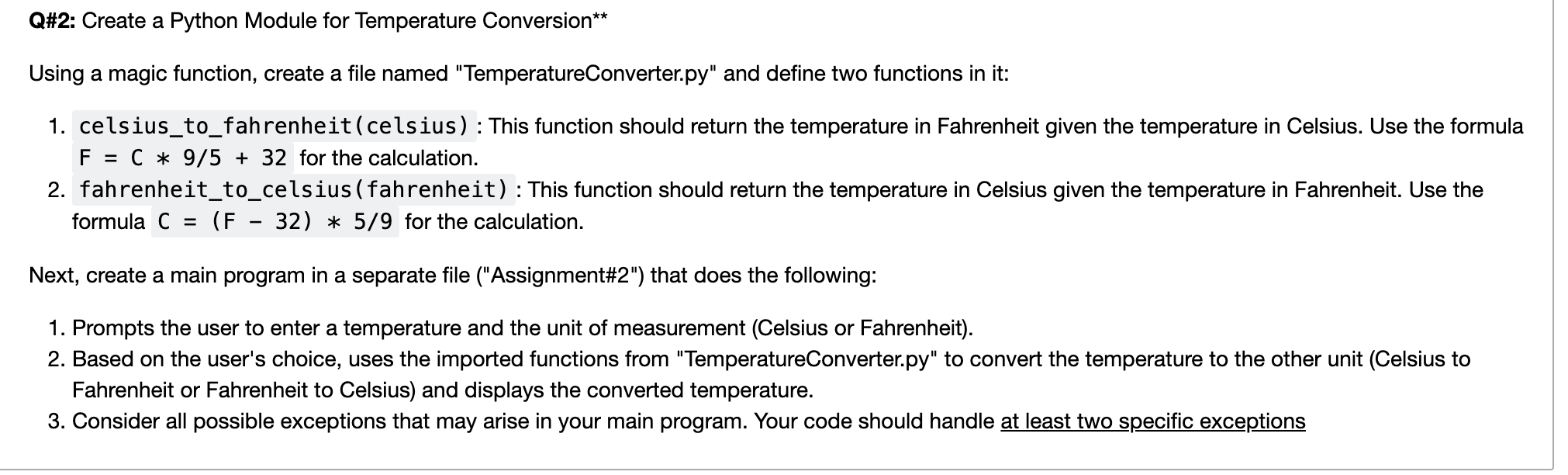 Solved Q#2: Create a Python Module for Temperature | Chegg.com