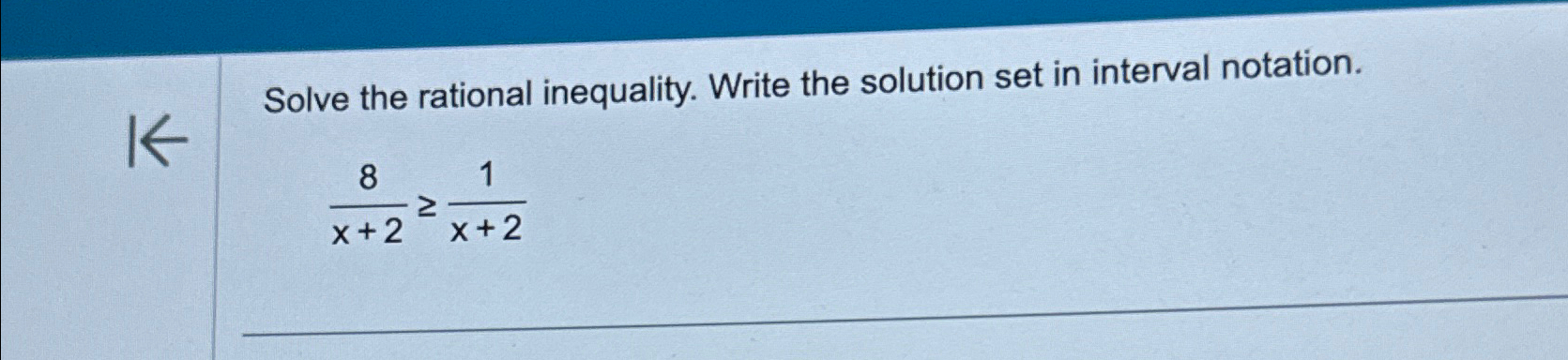 Solved Solve the rational inequality. Write the solution set | Chegg.com