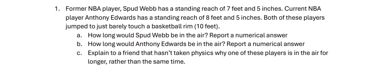 Solved Former NBA player, Spud Webb has a standing reach of | Chegg.com