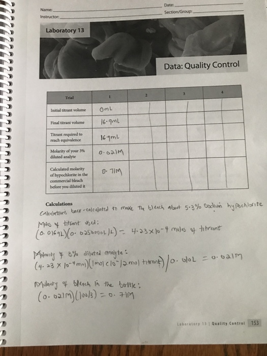 Solved Name: Instructor Date: Section/Group: Laboratory 13 | Chegg.com
