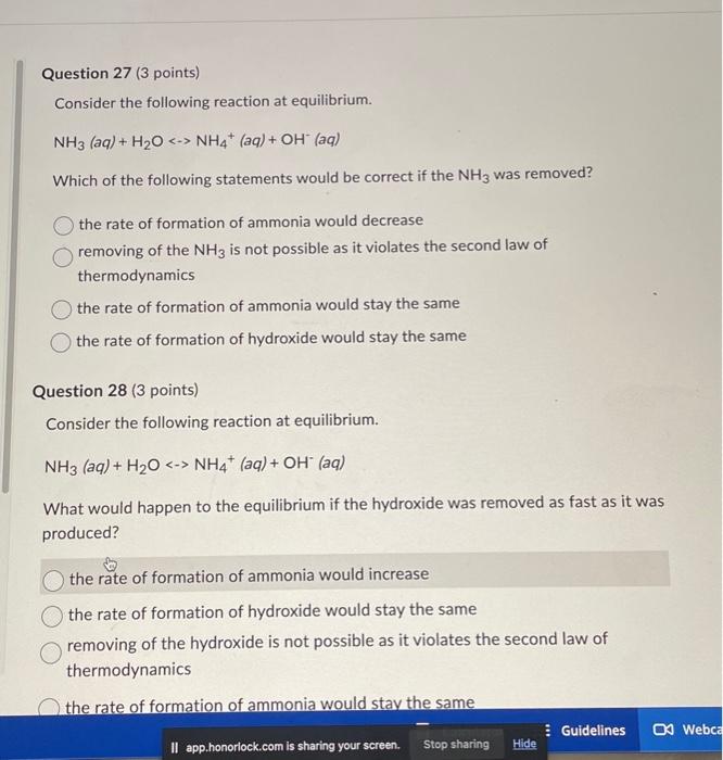 Solved Question 27 (3 points) Consider the following | Chegg.com