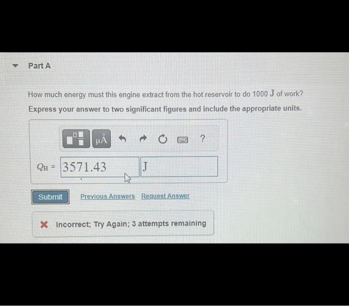 Solved A heat engine operating between energy reservoirs at | Chegg.com