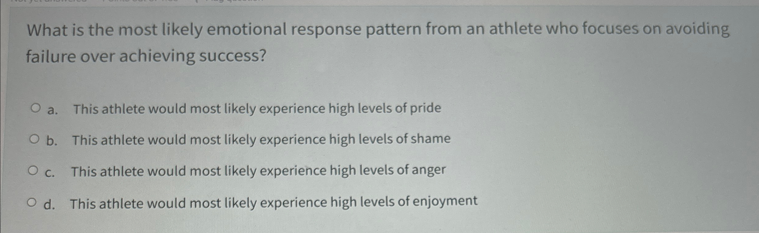 Solved What is the most likely emotional response pattern | Chegg.com