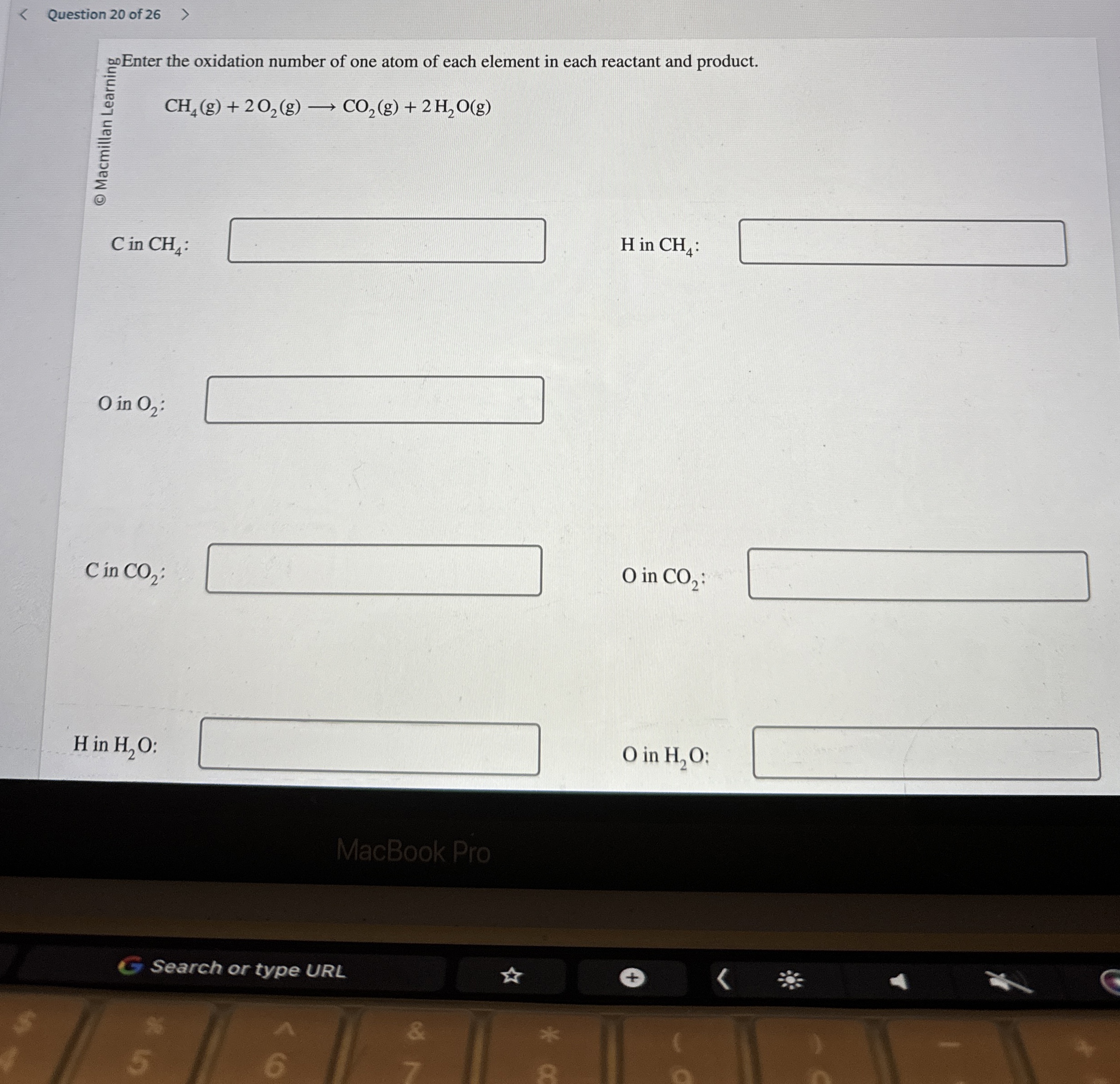 Solved Question 20 ﻿of 2620 ﻿Enter the oxidation number of | Chegg.com