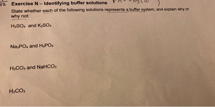 Solved 12 Exercise N-Identifying buffer solutions State | Chegg.com