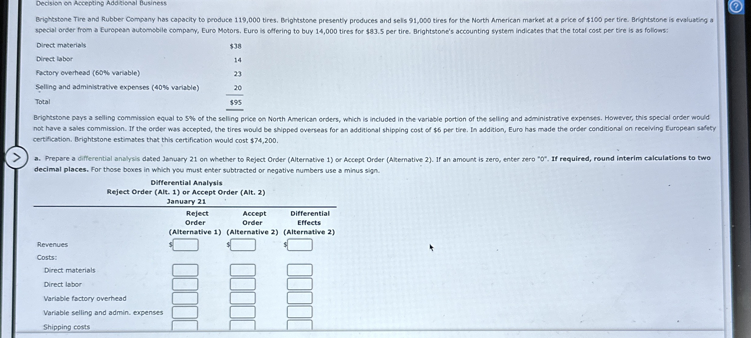 Decision on Accepting Additional | Chegg.com