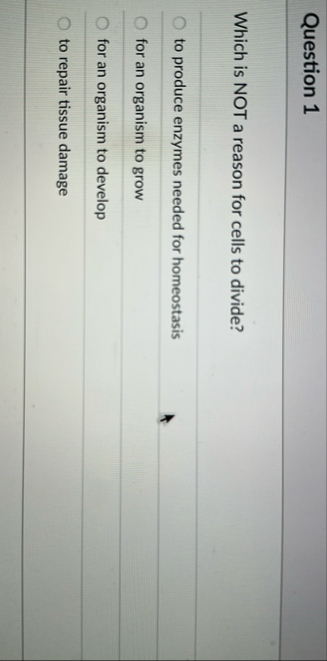 Solved Question 1Which is NOT a reason for cells to | Chegg.com