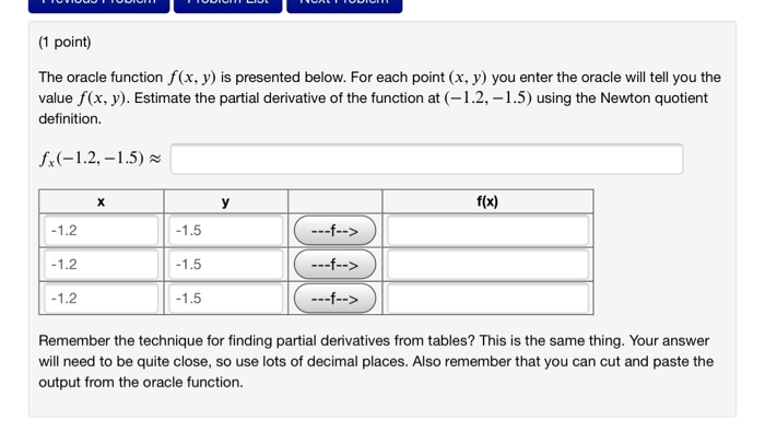 (1 point) The oracle function f(x, y) is presented | Chegg.com