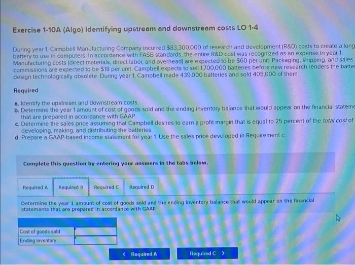 Solved 4 Exercise 1-10A (Algo) Identifying upstream and | Chegg.com