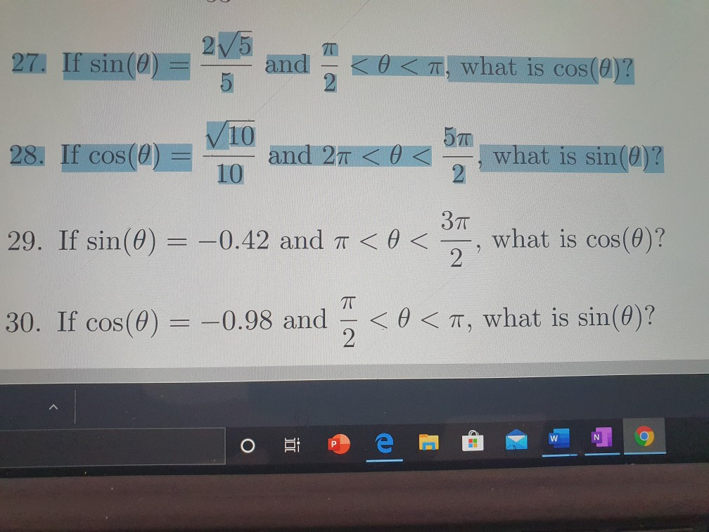 Solved 25 27. If sin(0) = and | Chegg.com