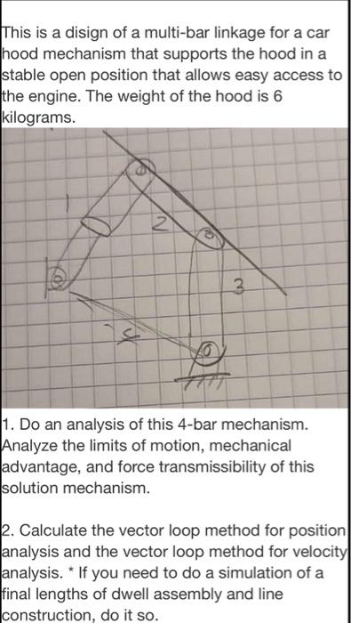 Solved This is a disign of a multi-bar linkage for a car | Chegg.com