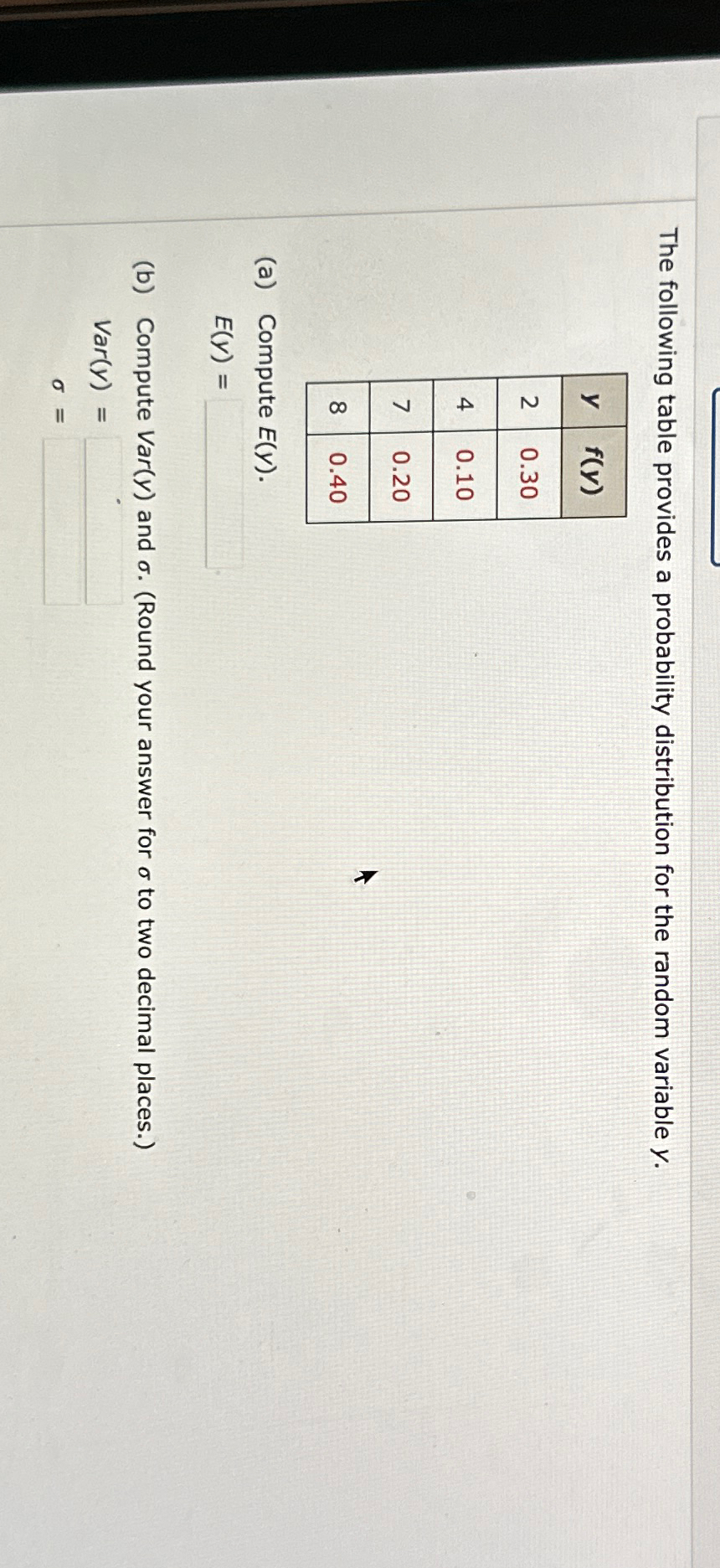 Solved The following table provides a probability | Chegg.com