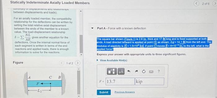 Statically Indeterminate Axially Loaded Members | Chegg.com