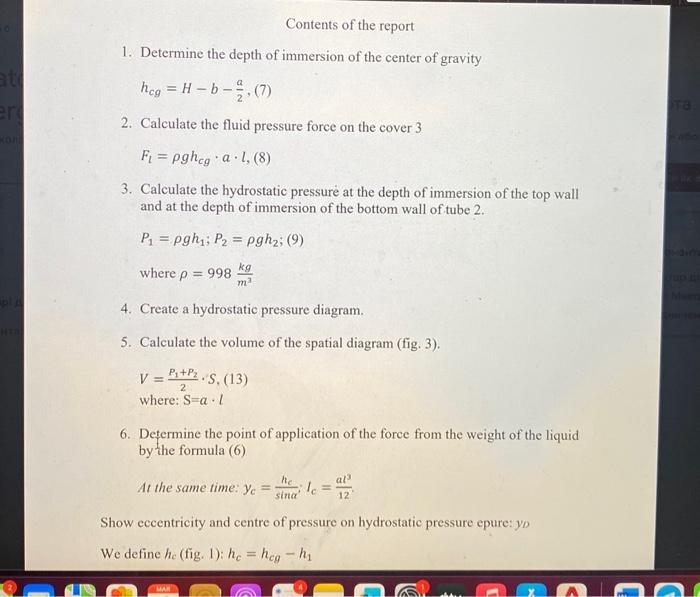 Solved Laboratory work 3 HYDROSTATIC FORCES ON SUBMERGED | Chegg.com