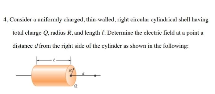 Solved 4. Consider a uniformly charged, thin-walled, right | Chegg.com