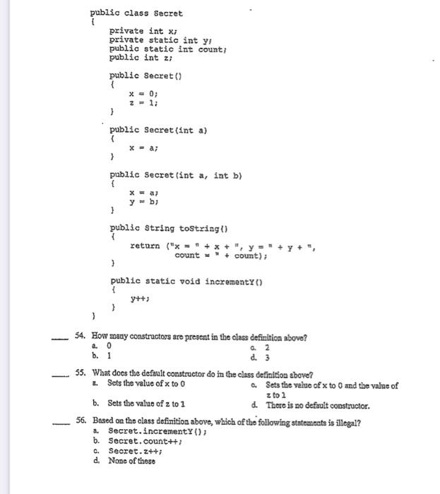 Solved 51. In copying, each reference variable refers to its | Chegg.com