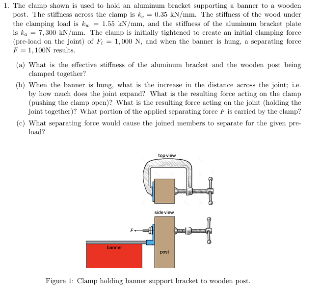 1. ﻿The clamp shown is used to hold an aluminum | Chegg.com