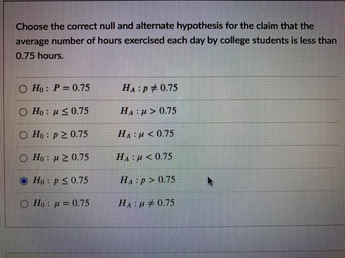 Solved Choose the correct null and alternate hypothesis for | Chegg.com