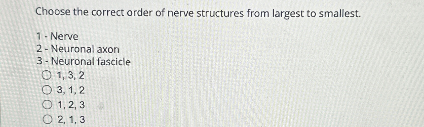 Solved Choose the correct order of nerve structures from | Chegg.com