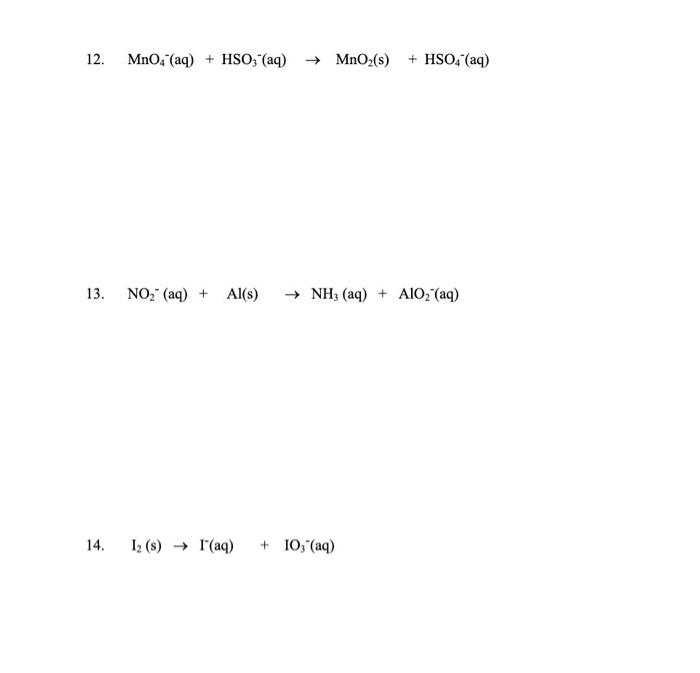 Solved II. Balancing in Basic Solution Balance the following | Chegg.com