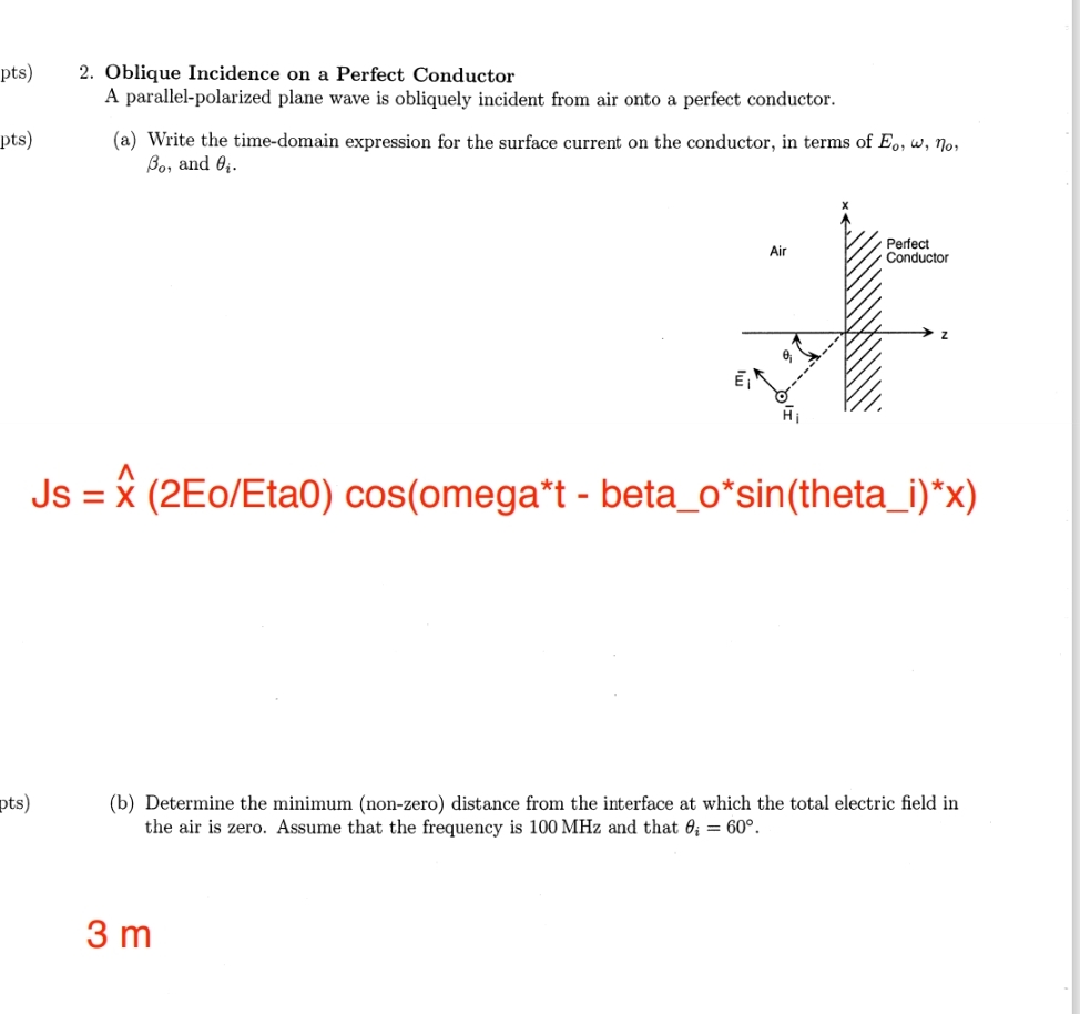 Solved Oblique Incidence on a Perfect ConductorA | Chegg.com