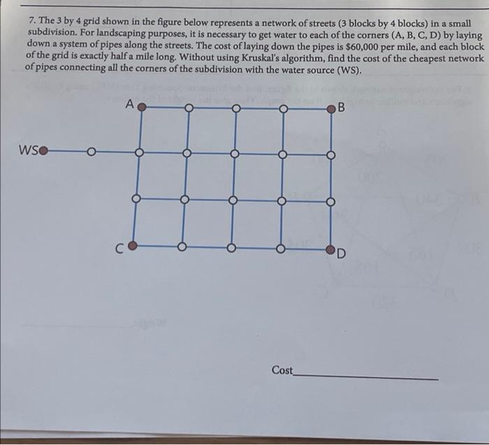 Solved 7. The 3 by 4 grid shown in the figure below | Chegg.com
