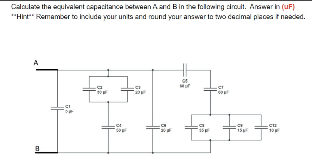 Solved Calculate the equivalent capacitance between A and B | Chegg.com
