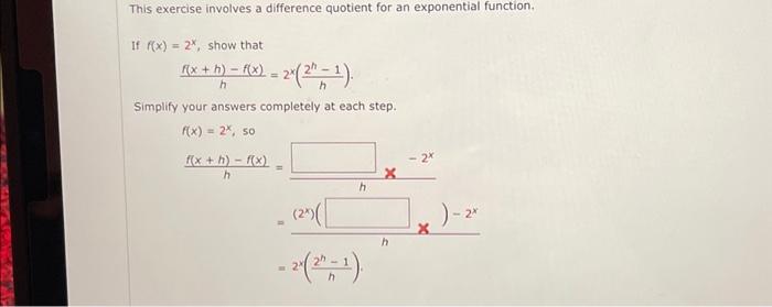 Solved This exercise involves a difference quotient for an | Chegg.com