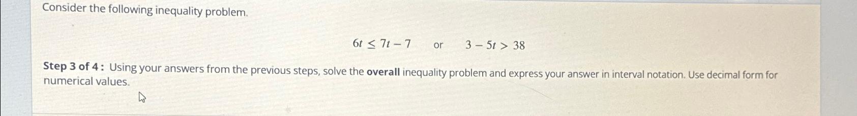 Solved Consider the following inequality | Chegg.com