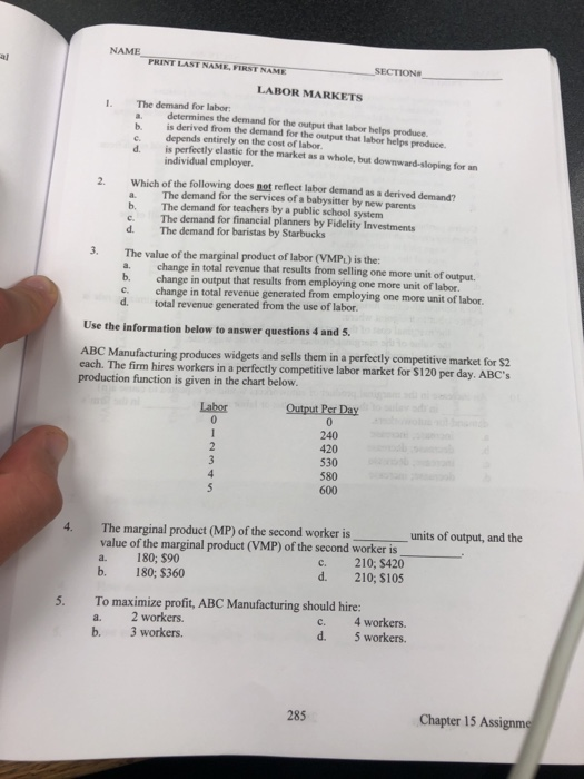 Solved NAME SECTION PRINT LAST NAME, FIRST NAME In | Chegg.com